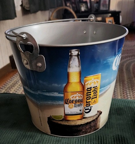 Corona Light Metal Ice Bucket Beach Design With Handle | eBay
