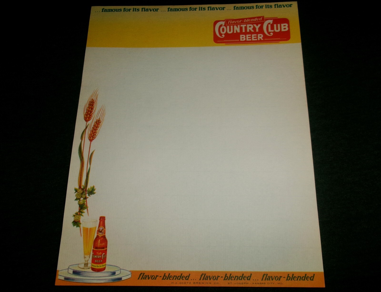RARE Goetz Country Club Beer, 1940s Letterhead, St Joseph & Kansas City ...