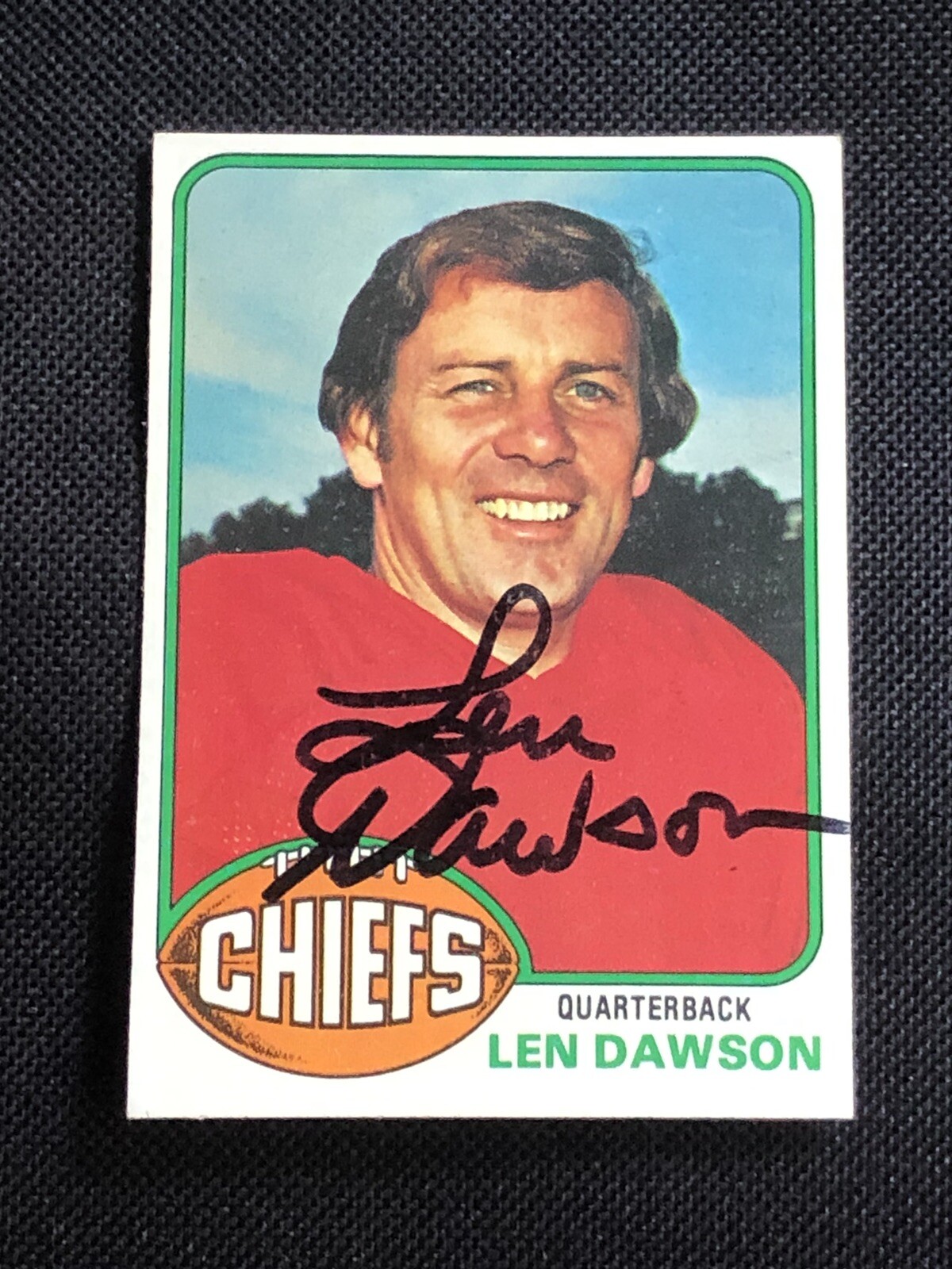 LEN DAWSON 1976 TOPPS SIGNED AUTOGRAPHED CARD #308 CHIEFS JSA CERTIFIED ...