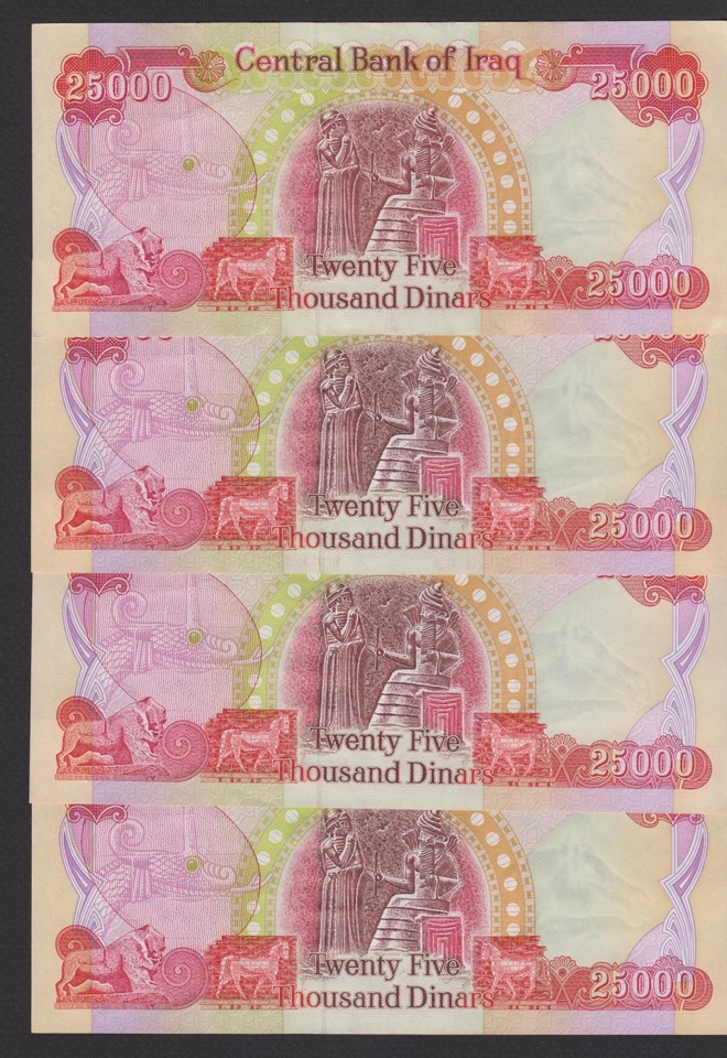 100000 New Iraqi IRAQ Dinars 4x 25000 NEW- AUTHENTIC IQD, P96 . | eBay