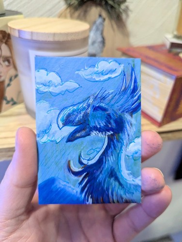 Happy Blue Chocobo Final Fantasy hand drawn original ACEO by LadyLanval ...