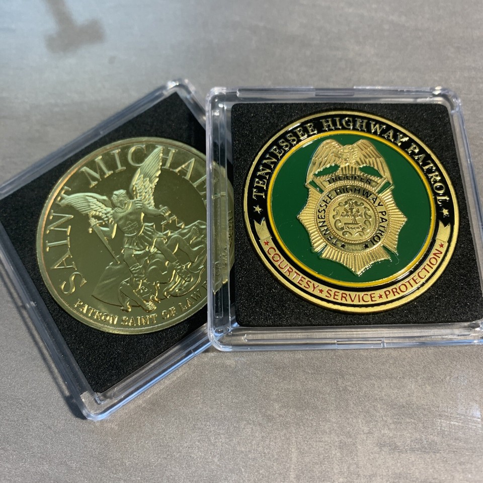 TENNESSEE HIGHWAY PATROL ST MICHAEL POLICE Challenge Coin 40mm with ...
