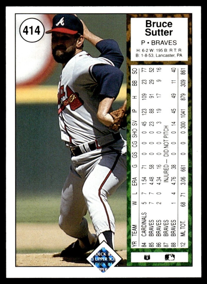 1989 Upper Deck Bruce Sutter Atlanta Braves #414 | eBay