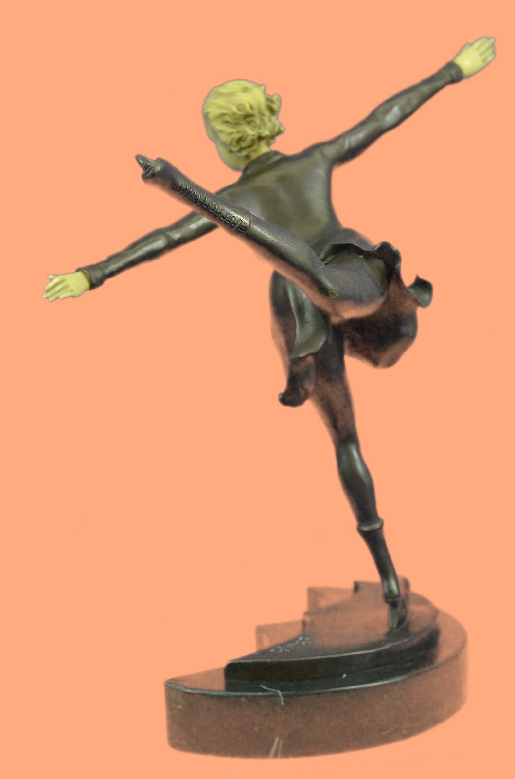 Bronze Sculpture Signed German Preiss Ice Skater Sport Statue Figurine ...