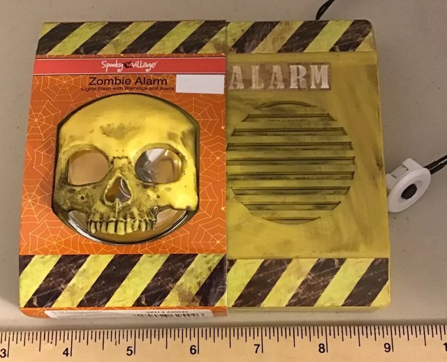 Spooky Village Halloween Zombie Alarm Haunting Sounds Lights Sensor ...