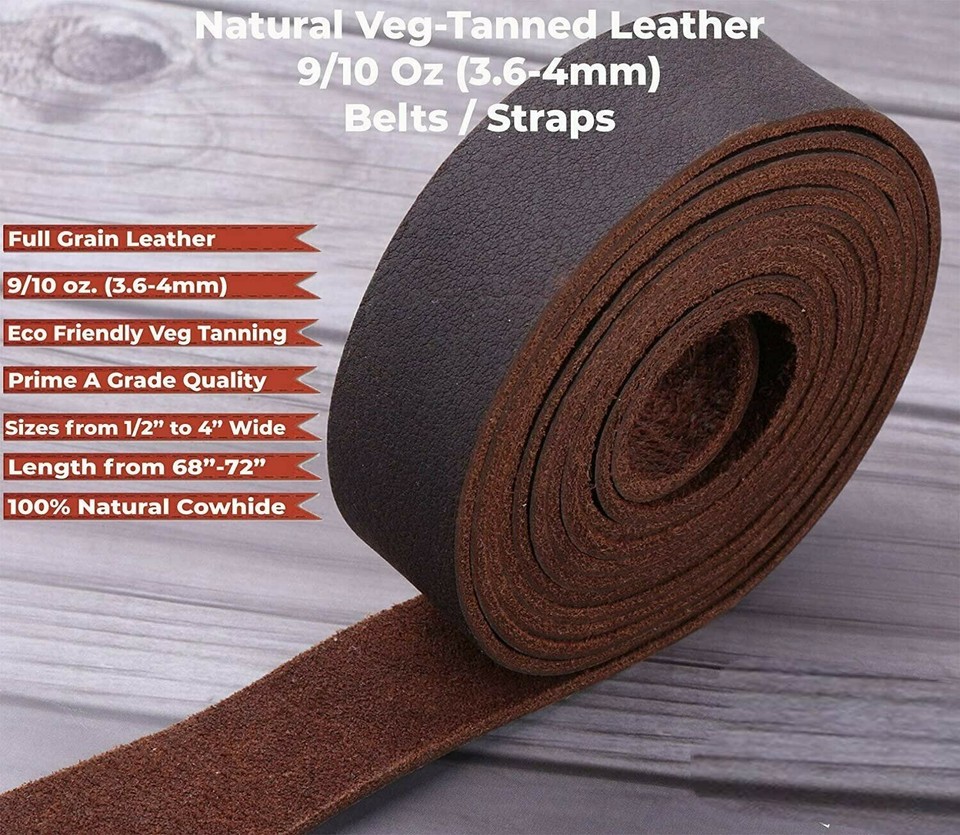9/10 OZ Leather Straps COLOR Brown 1/2" to 4" Wide,50'' TO 72 Inches Long | eBay