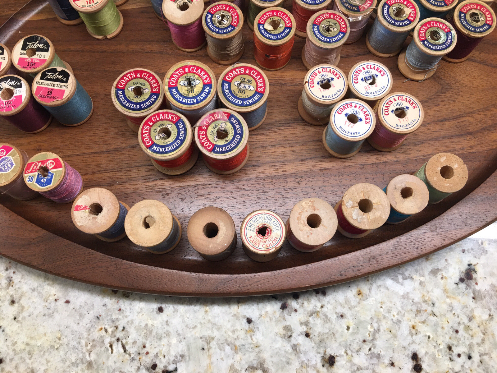 LOT 54 VINTAGE/ANTIQUE WOODEN THREAD SPOOLS - COATS CLARKS-STAR-TALON ...