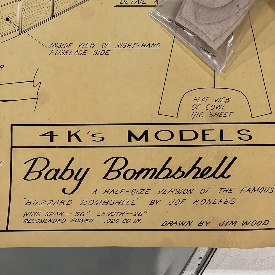 VTG 4K’s Baby Bombshell 36” Wingspan Old Timer Free Flight RC Model ...