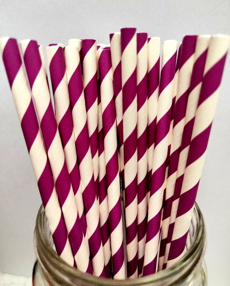 25 RETRO STRIPE PAPER DRINKING STRAWS VINTAGE POLKA PARTY WEDDING ...