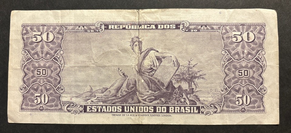 1967 Brazil 5 Centavos Stamped on 50 Cruzeiros Banknote Series 1881 | eBay