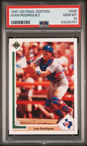 1991 Upper Deck Final Edition Ivan Rodriguez Rookie Card #55F PSA 10 ...