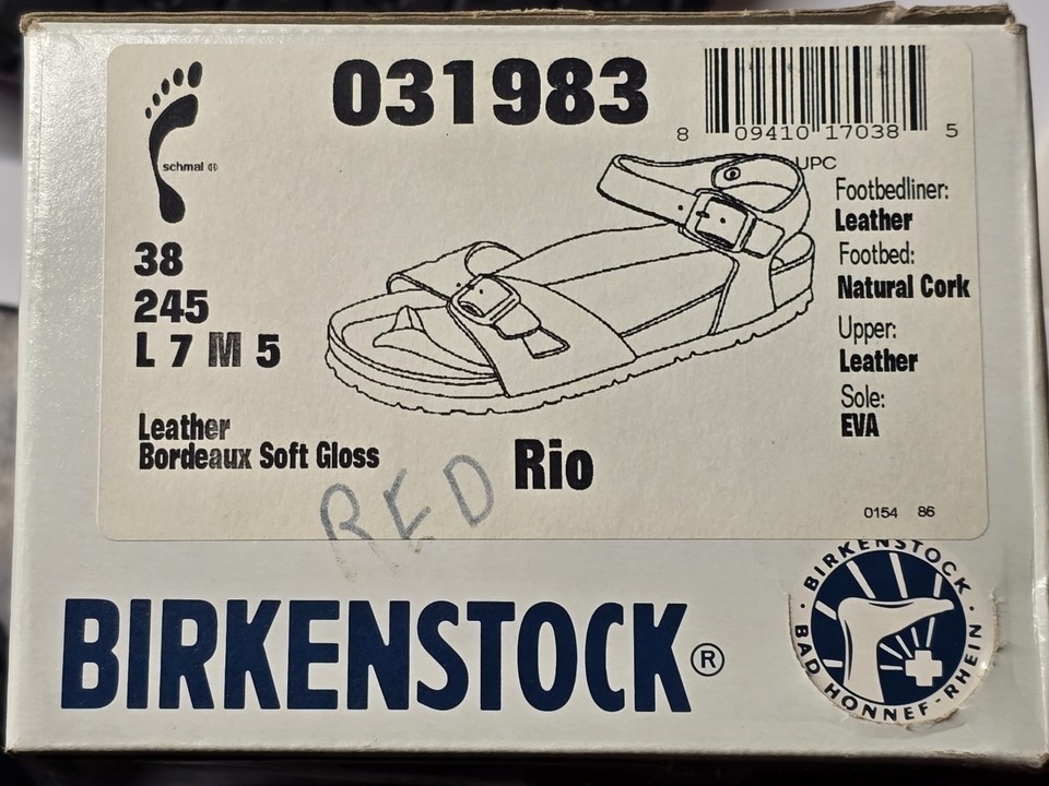Vintage Birkenstock Leather Rio Red Women's Sz 7 From 2004 W/Org ...