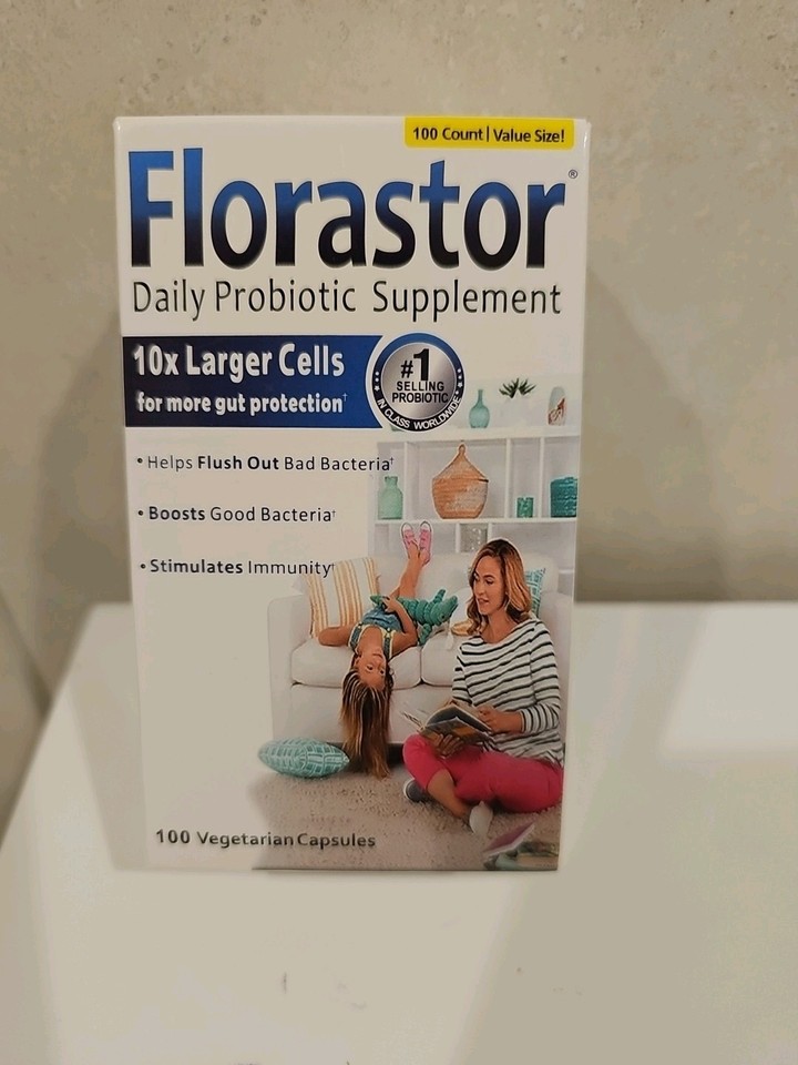Florastor 250 mg Daily Probiotic Supplement - 100 Vegetarian Capsules ...