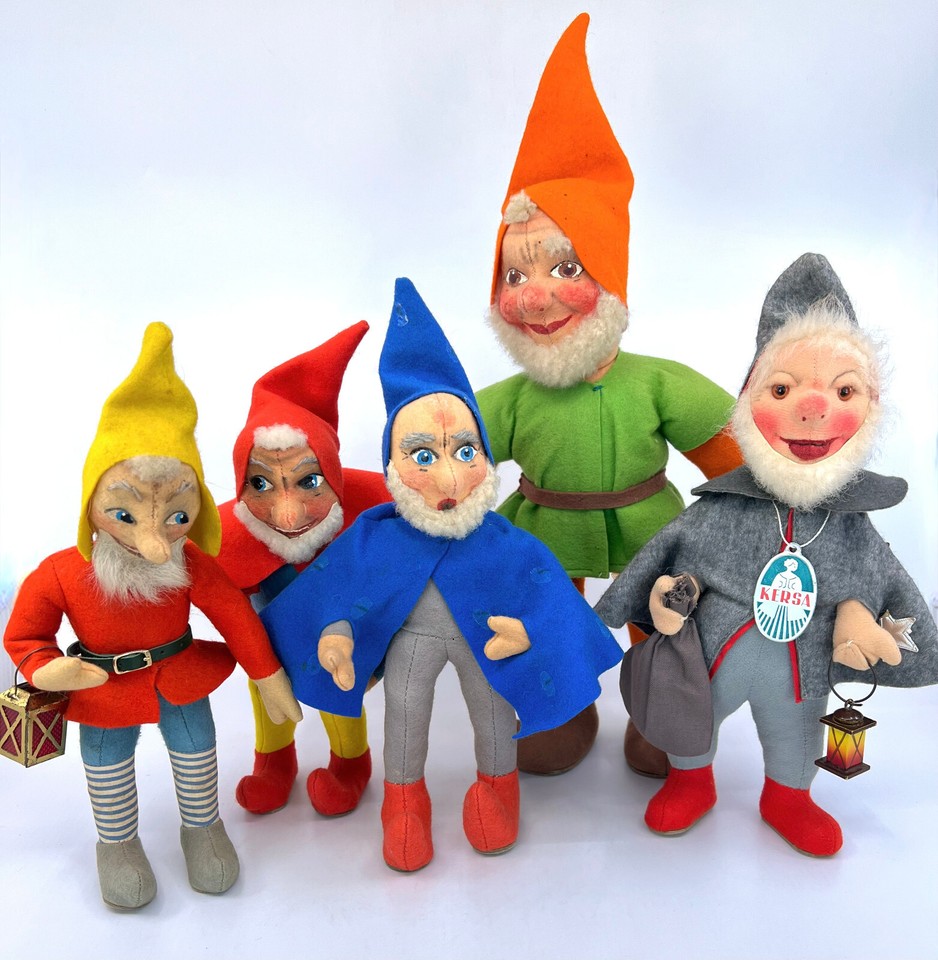 Kersa Felt Sculpture Gnome Elf Puck Doll 30cm 12in 1960s Metal Foot Tag ...