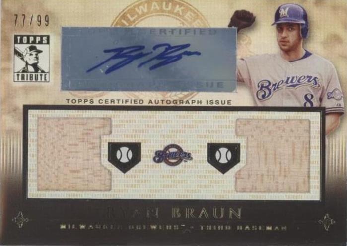 2010 Topps Tribute - Dual Relic Autographs Ryan Braun #TADR-RB /99 (AU ...