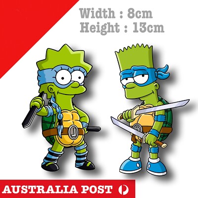 The Simpson , Lisa & Bart As Ninja Turtles Funny Cartoon Sticker | eBay ...