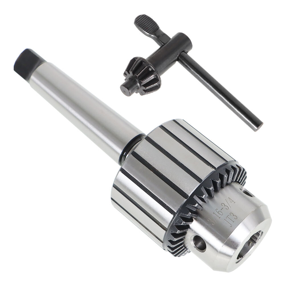 3/4" Heavy Duty Drill Press Chuck JT3 Taper With Chuck Key 3MT Shank ...