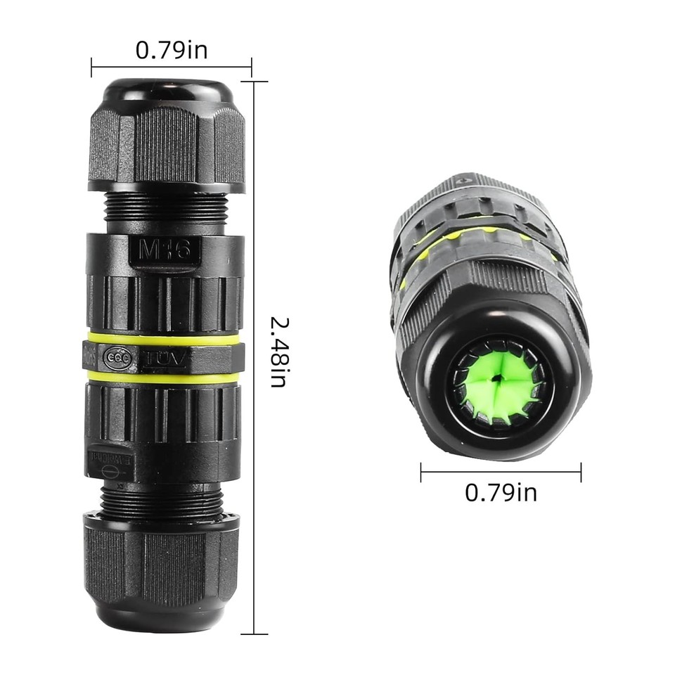 5Pc IP68 2 Way 3-Core Box Electrical Cable Connector M16 Wire Range ...