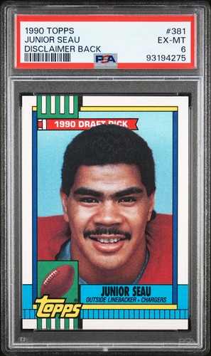 1990 TOPPS DISCLAIMER BACK #381 JUNIOR SEAU ROOKIE RC PSA 6 | eBay