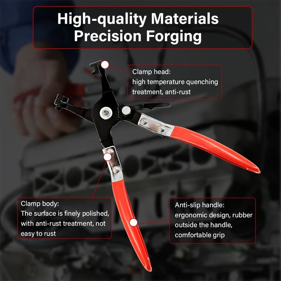 9x Flexible Hose Clamp Clip Pliers Set Swivel Jaw Flat Angled Band ...