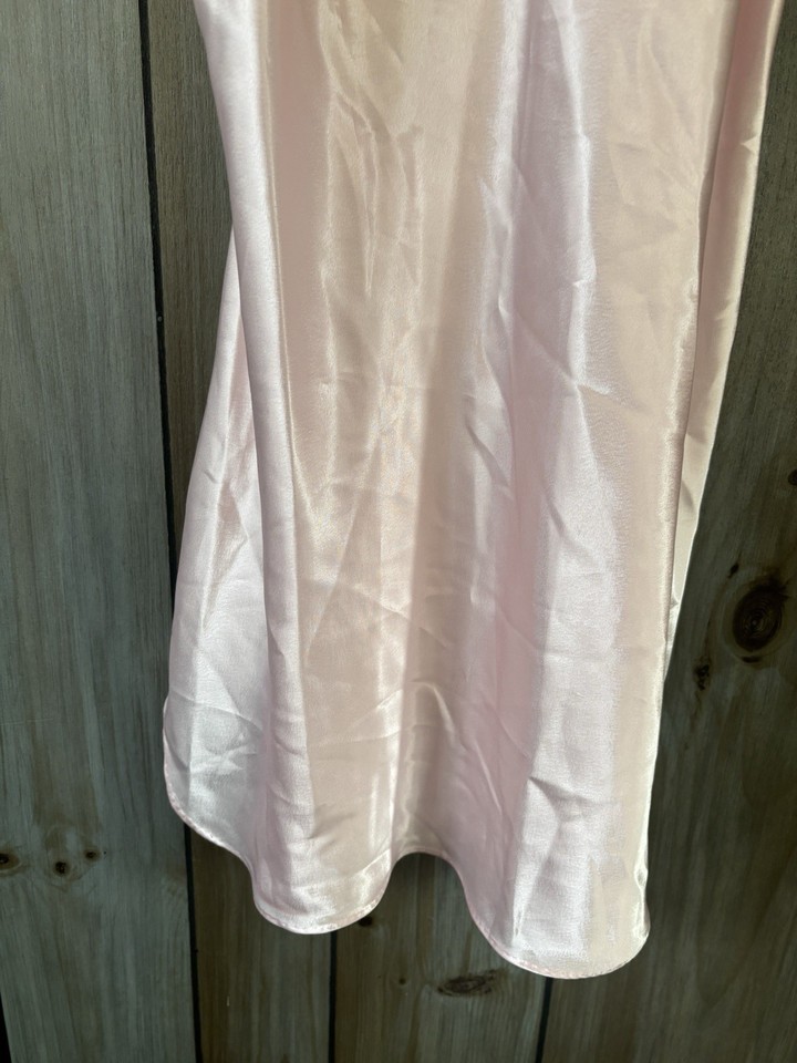 Vintage Light Pink Delicates Satin Slip Dress Size Small Lace Front ...