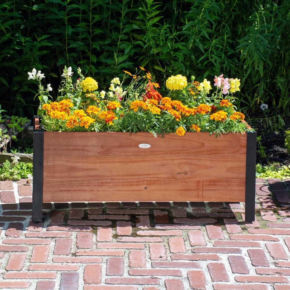 Urban Garden Low-Profile Planter, FSC Recycled Wood, Rectangular, 37IN ...