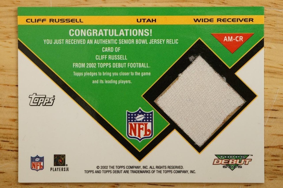 2002 Topps Debut All Star Materials Cliff Russell AM-CR Rookie RC ...
