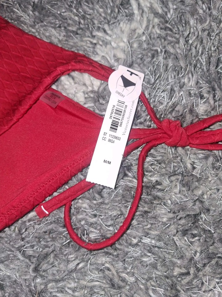 VS Fishnet Detail Side Tie cheeky bottom size Medium new Red | eBay