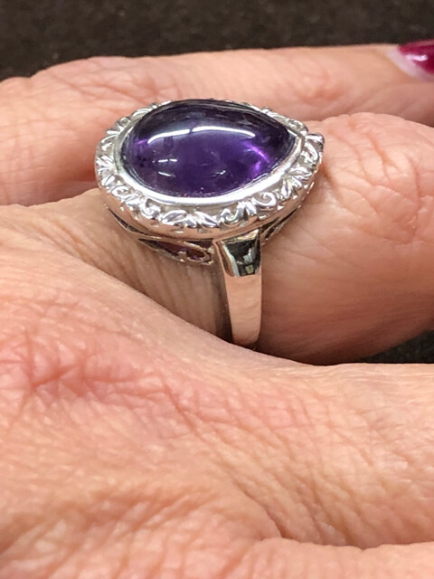 JTV Sterling Silver Polished 15mm x 11mm Pear Amethyst Ring Sz8 | eBay