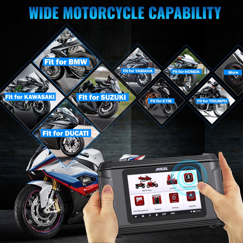 ANCEL ATV UTV Motorcycle Full System Diagnostic Tool Fault Code Reader ...