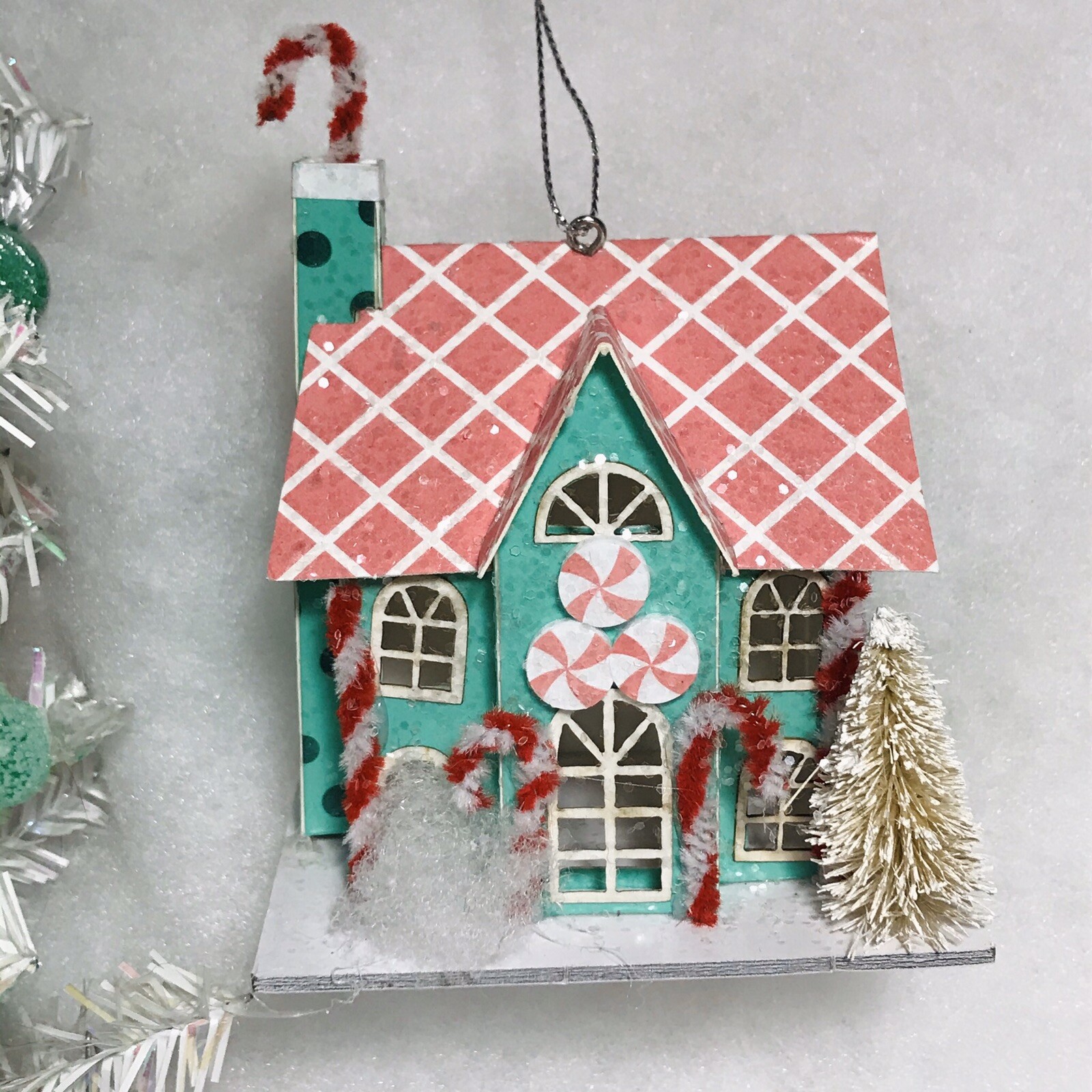 Pastel Pink Paper House Christmas Ornament Or Table Decor, Candy Theme ...