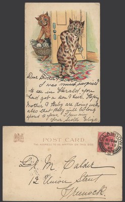 LOUIS WAIN Artist Signed Cats I Was Much Surprised, Write Away 1902 Old ...