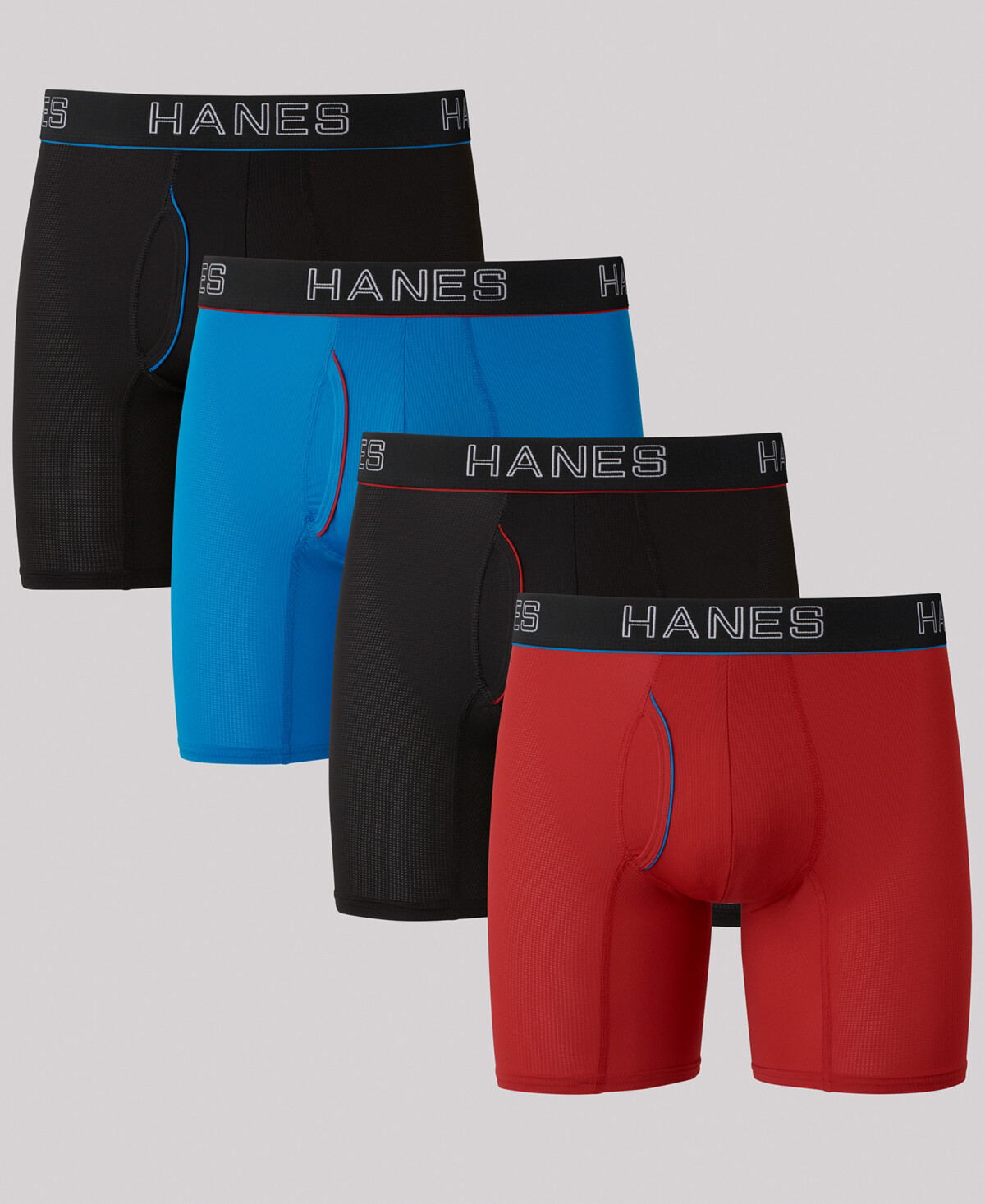 $42 Hanes Underwear Men's Red ComfortFlex 4-Pack Logo Mesh Boxer Briefs ...