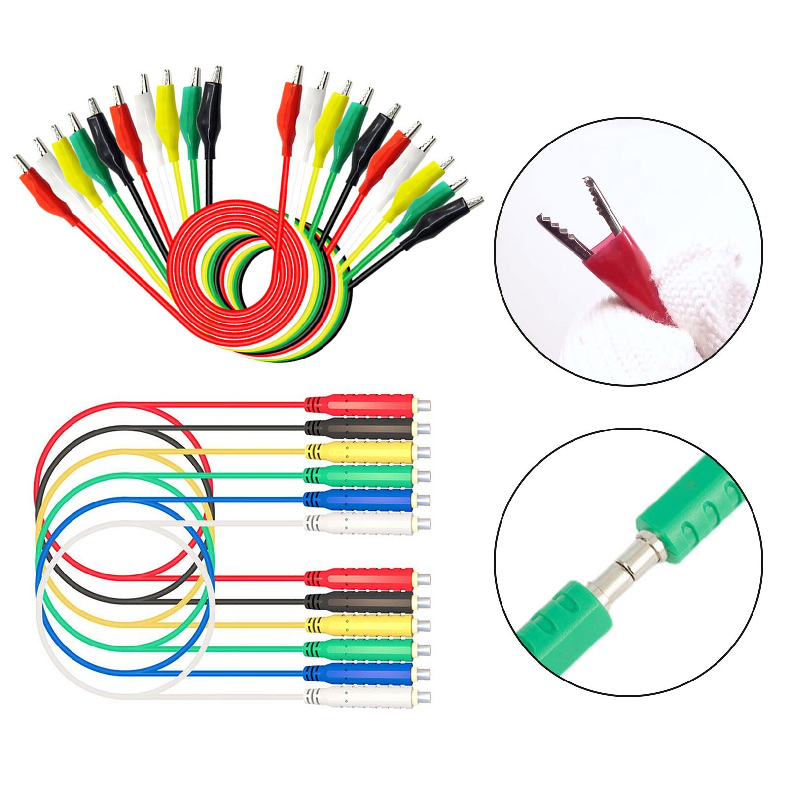 Alligator Clips Test Leads Premium Crocodile 100cm 16pcs Digital ...