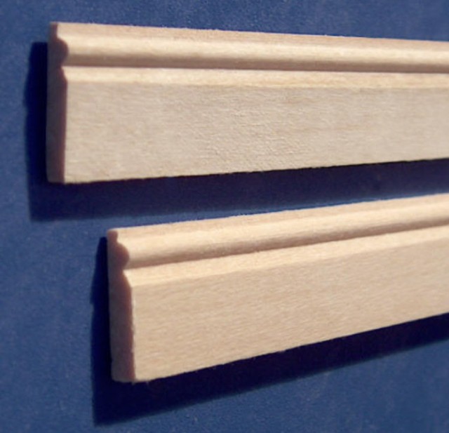 1/12 Dolls House Miniature 1x Wood Skirting Board 18" Mouldings DIY ...