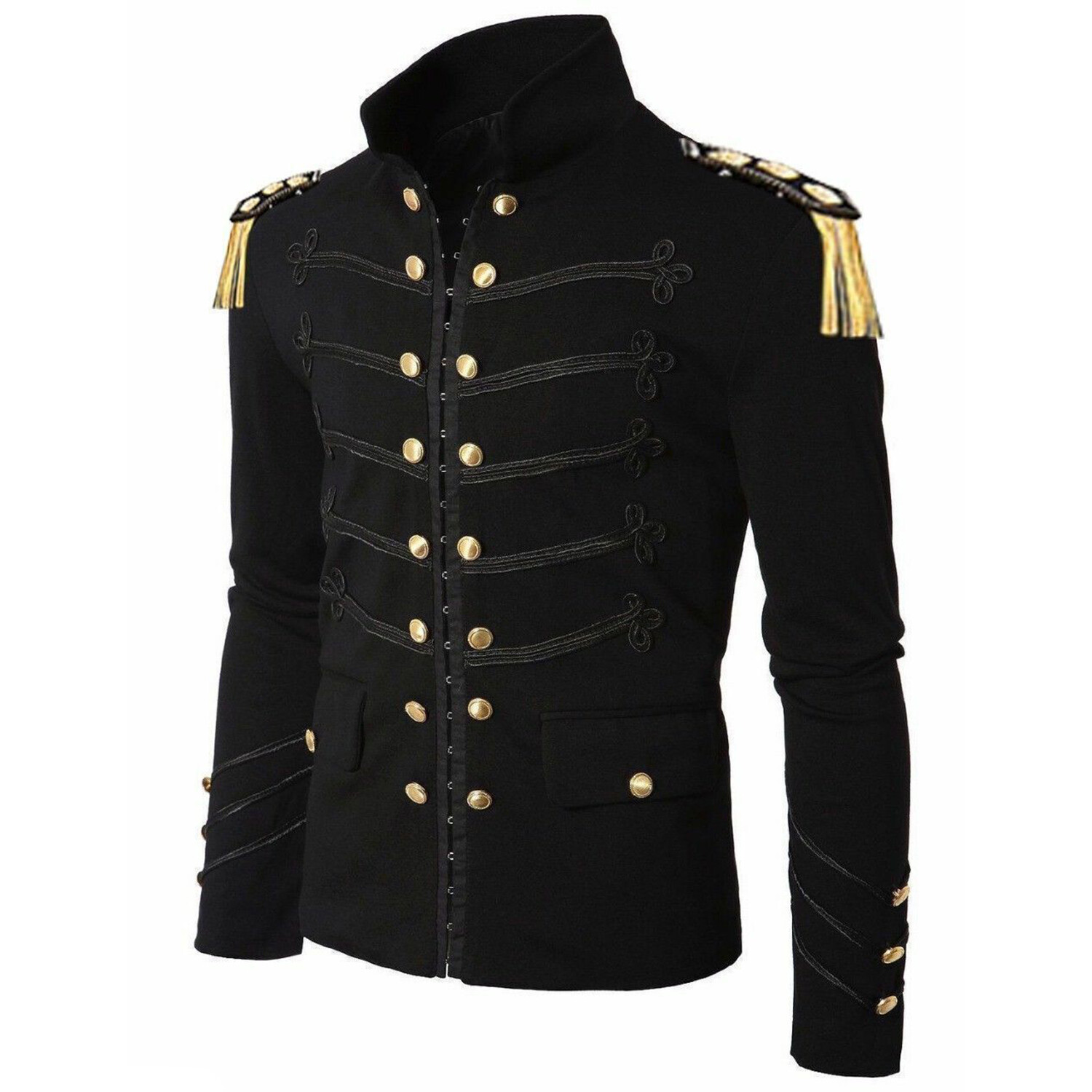 MILITARY NAPOLEON JACKET IN BLACK WITH MATCHING BRAIDING AND SHOULDER ...