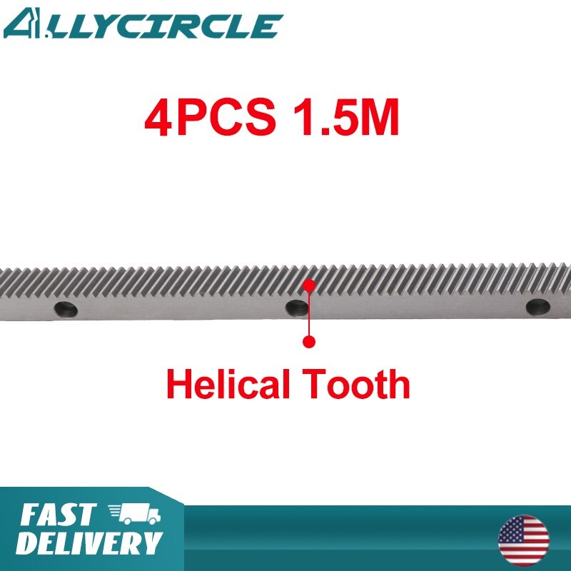 4 PCS 1.5 Modulus Helical Rack 1.5Mod Gear Rack 20*20*1000mm CNC Linear ...