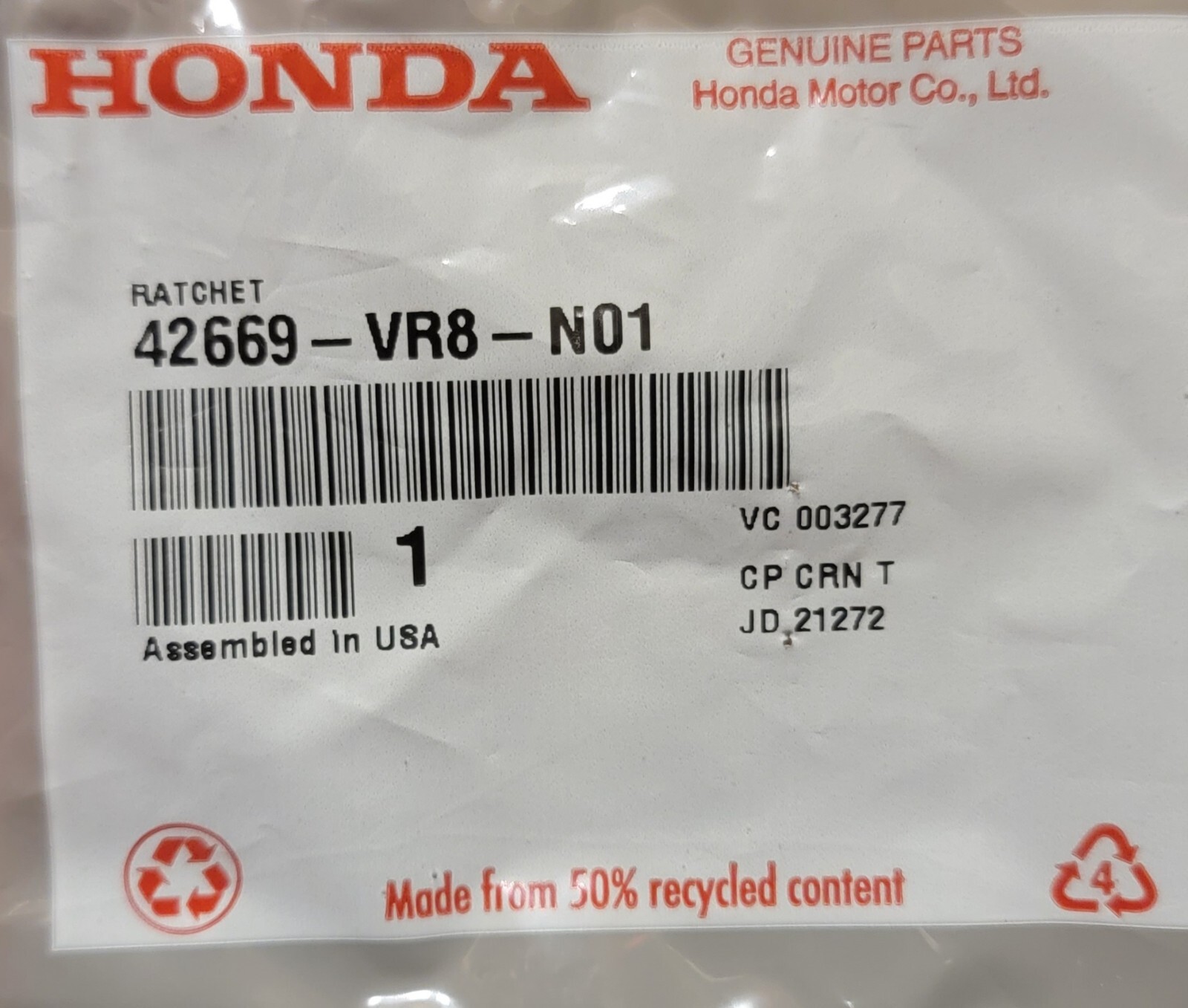 HONDA LH Wheel Ratchet Kit HRN216 42669-VR8-N01 Genuine OEM | eBay