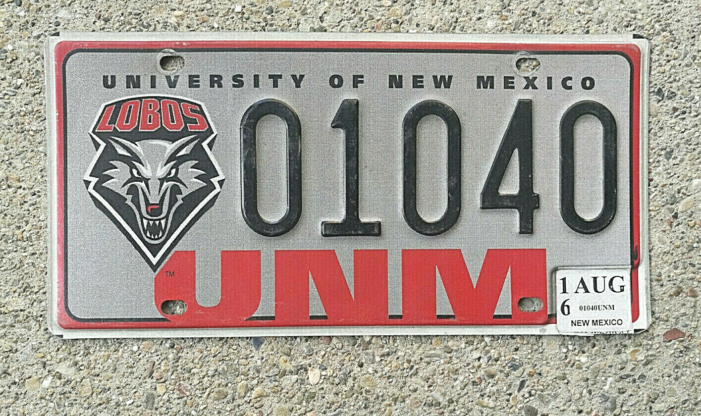NEW MEXICO REAL AUTHENTIC LICENSE PLATE AUTO CAR TAG UNIVERSITY LOBOS ...