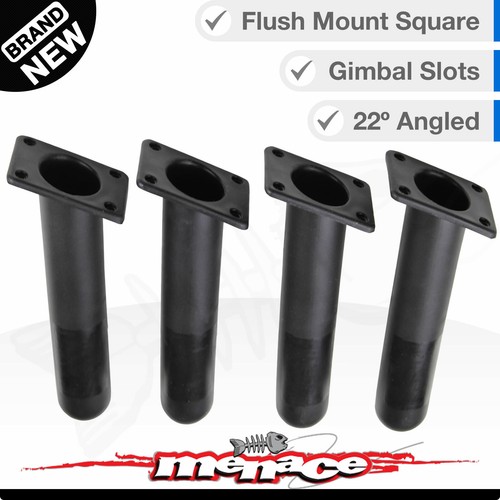 4X BLACK Flush Mount Square ROD HOLDER Angled with Gimbal Pins Fish ...