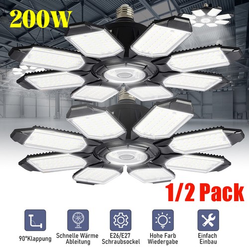 2 Pack 200W Deformable LED Garage Light Bright Shop Ceiling Lights ...