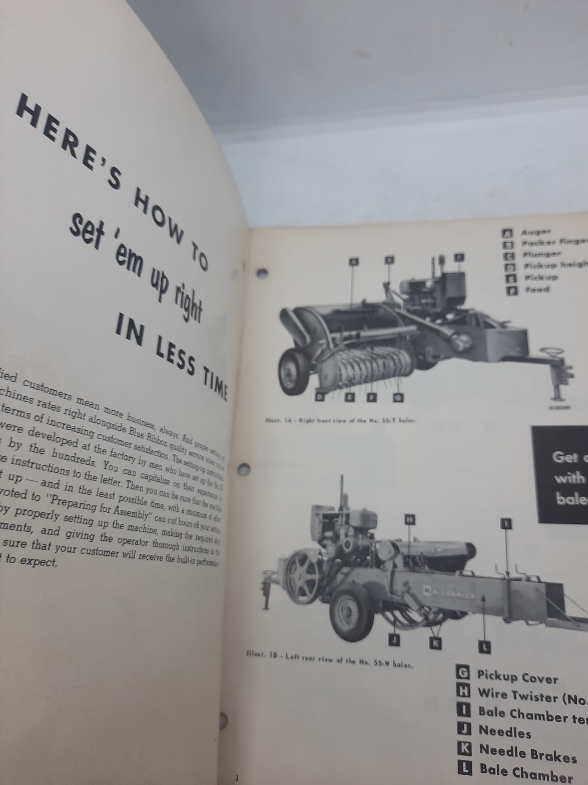 International McCormick No. 55-T & 55-W Balers Setting up Instructions ...
