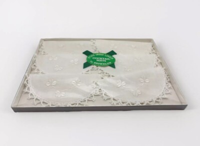 Brownlow Pure Irish Linen Embroidered Cocktail Mats Vintage Set of 6 | eBay