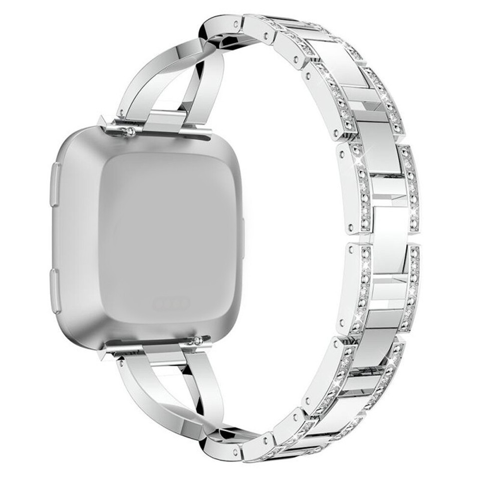 For Fitbit Versa 2 3 4 Sense Bling Diamond Stainless Steel Watch Band ...
