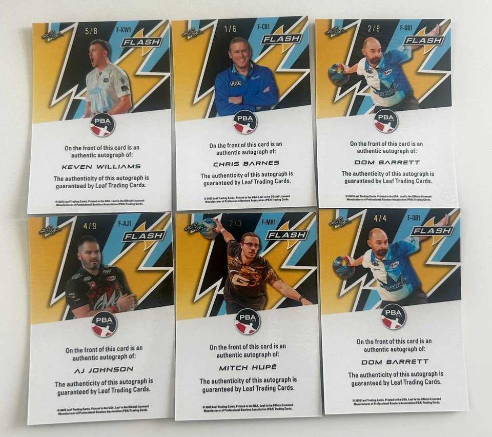 2025 Leaf Eclectic Flash PBA 6 Card Lot /3 Auto Bowling Barrett Barnes ...