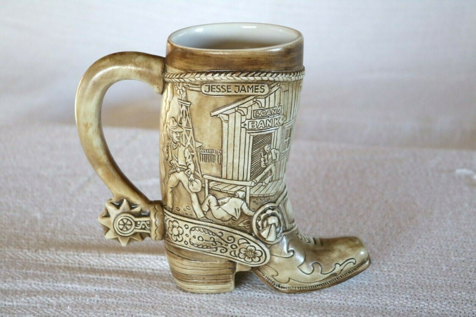 Ceramarte Brazil 1983 Cowboy Boot Stein Butch Cassidy Jesse James ...
