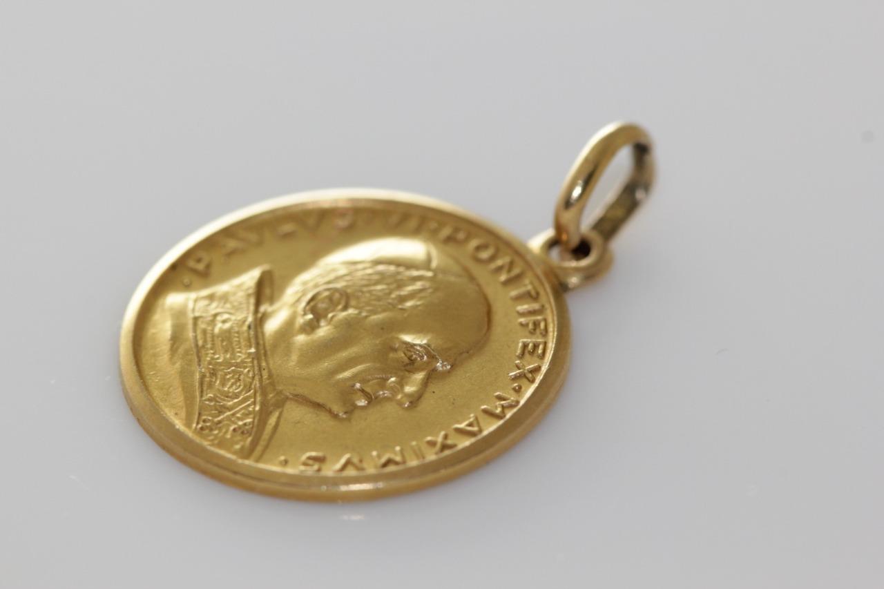 VINTAGE 18K GOLD COIN Pope Paulus VI Pontifex Max Med… - Gem