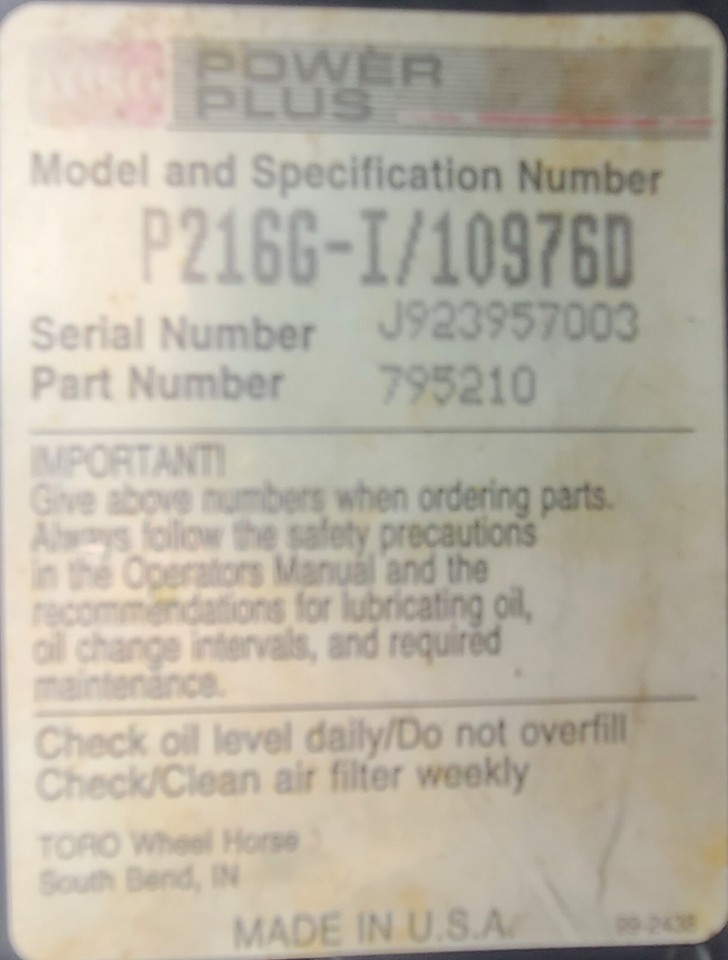 Wheel Horse 416-H Onan P216 P218 P220 Crankshaft Bearing Plate | eBay