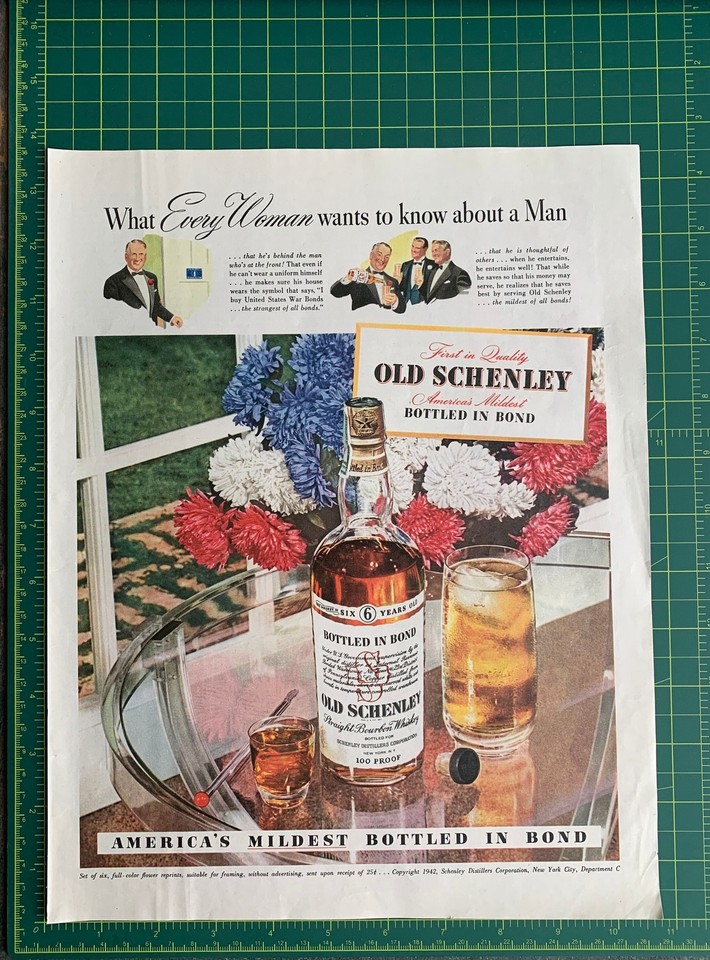 Vintage 1942 Old Schenley Whiskey Print Ad | eBay