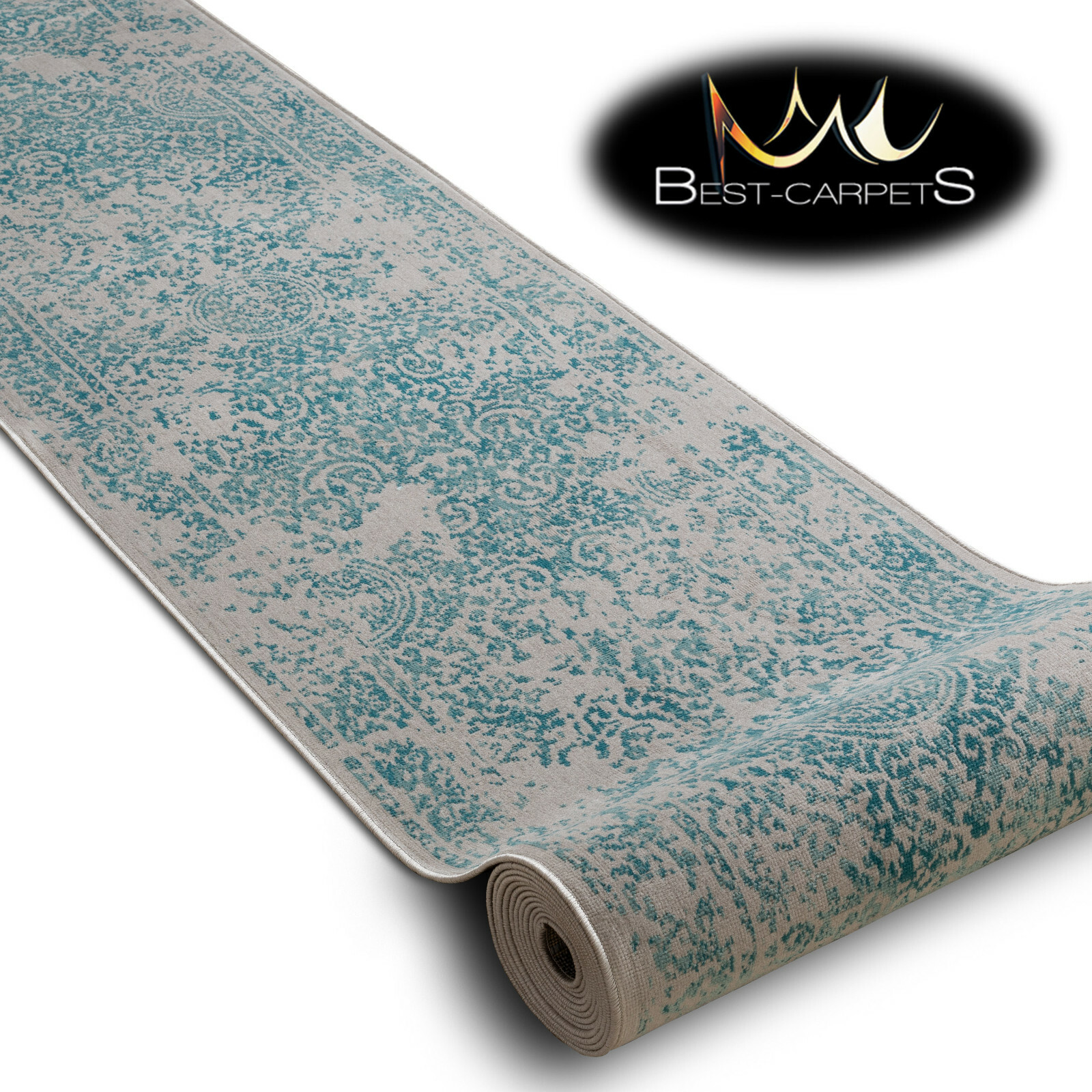 Amazing stylish Hall Runner "VINTAGE" green cream Width 80cm extra long ...